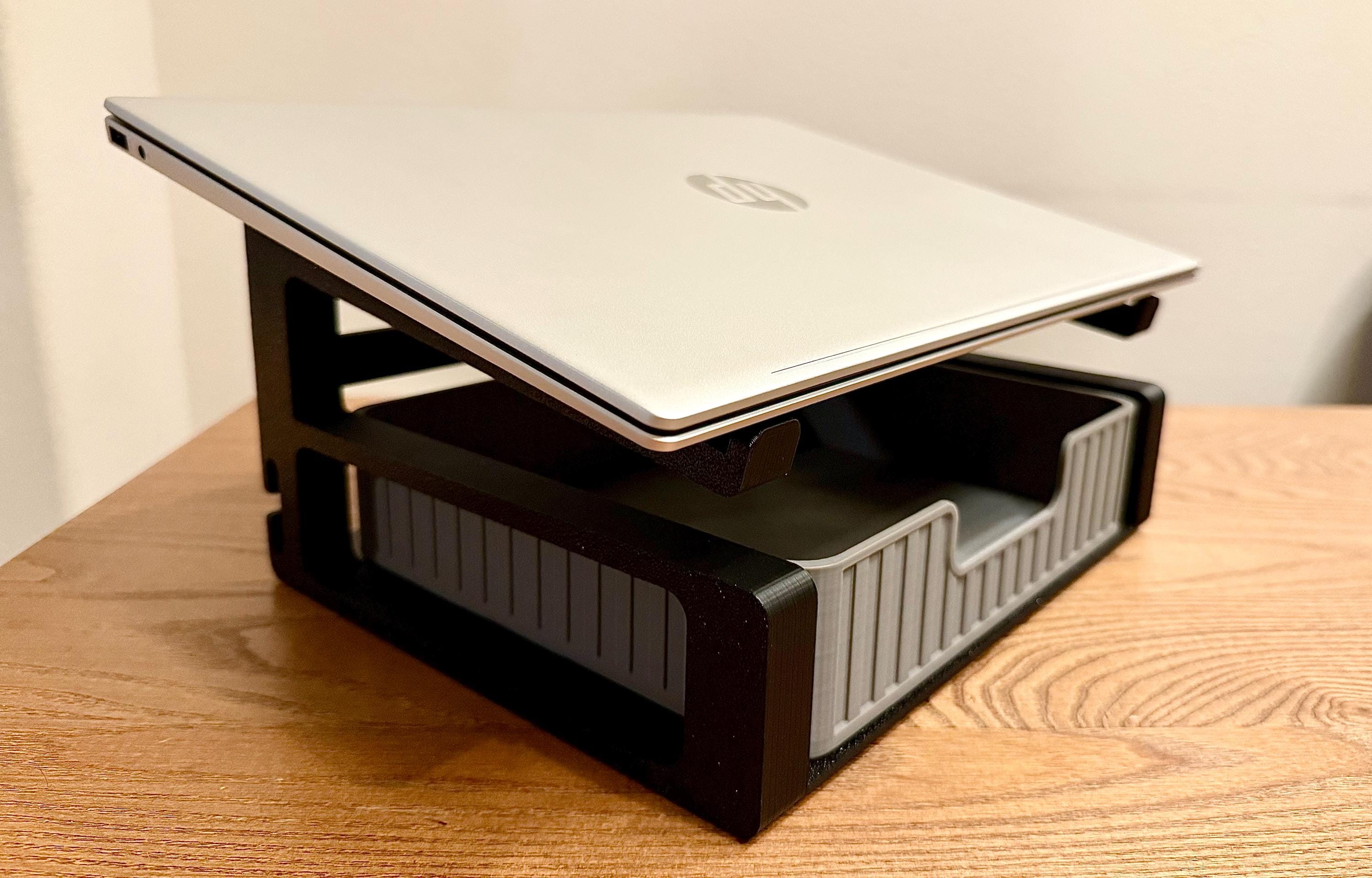 Sleek 3d-printed Laptop Stand With Built-in Drawer Organizer - Etsy