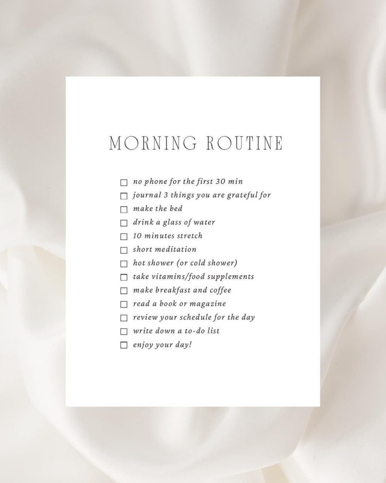 Morning Routine Checklist, Printable Daily Checklist, Morning Routine ...