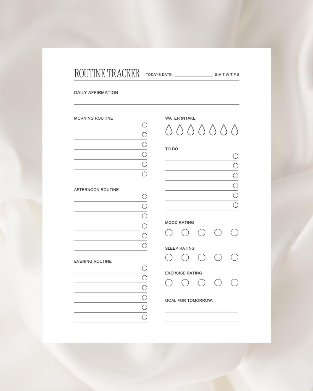 Routine Tracker, Printable Daily Routing Tracker, Daily Goals, Instant ...