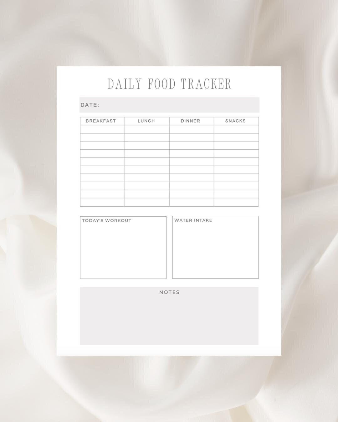 Daily Food Tracker, Printable Daily Meal Prep, Diet Planner, Meal ...