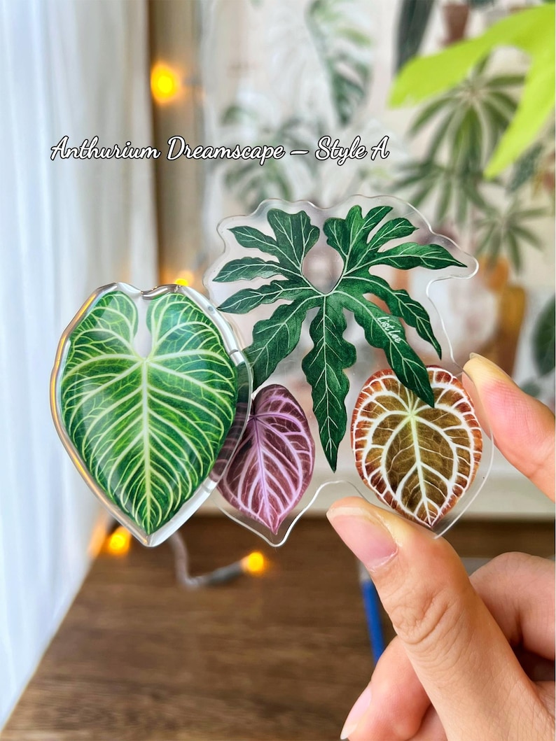Spinning Leaf Plant Fridge Magnet, Botanical Acrylic Kitchen Decor ...