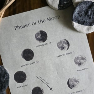 Homeschool Watercolor Moon Phase Diagram - Montessori/stem Learning ...