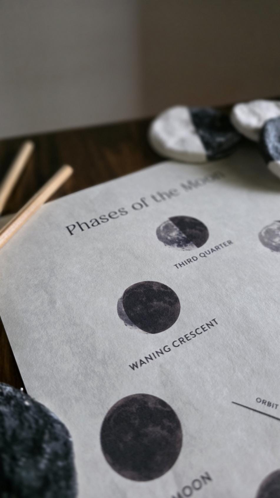 Homeschool Watercolor Moon Phase Diagram - Montessori/stem Learning ...