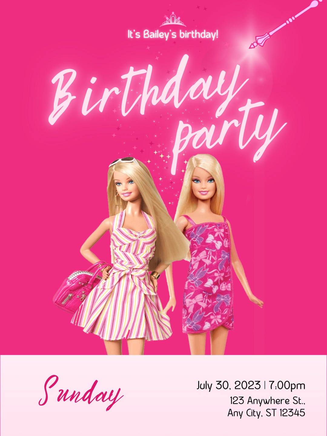 Barbie Card - Editable Birthday Invitation Template - Printable ...