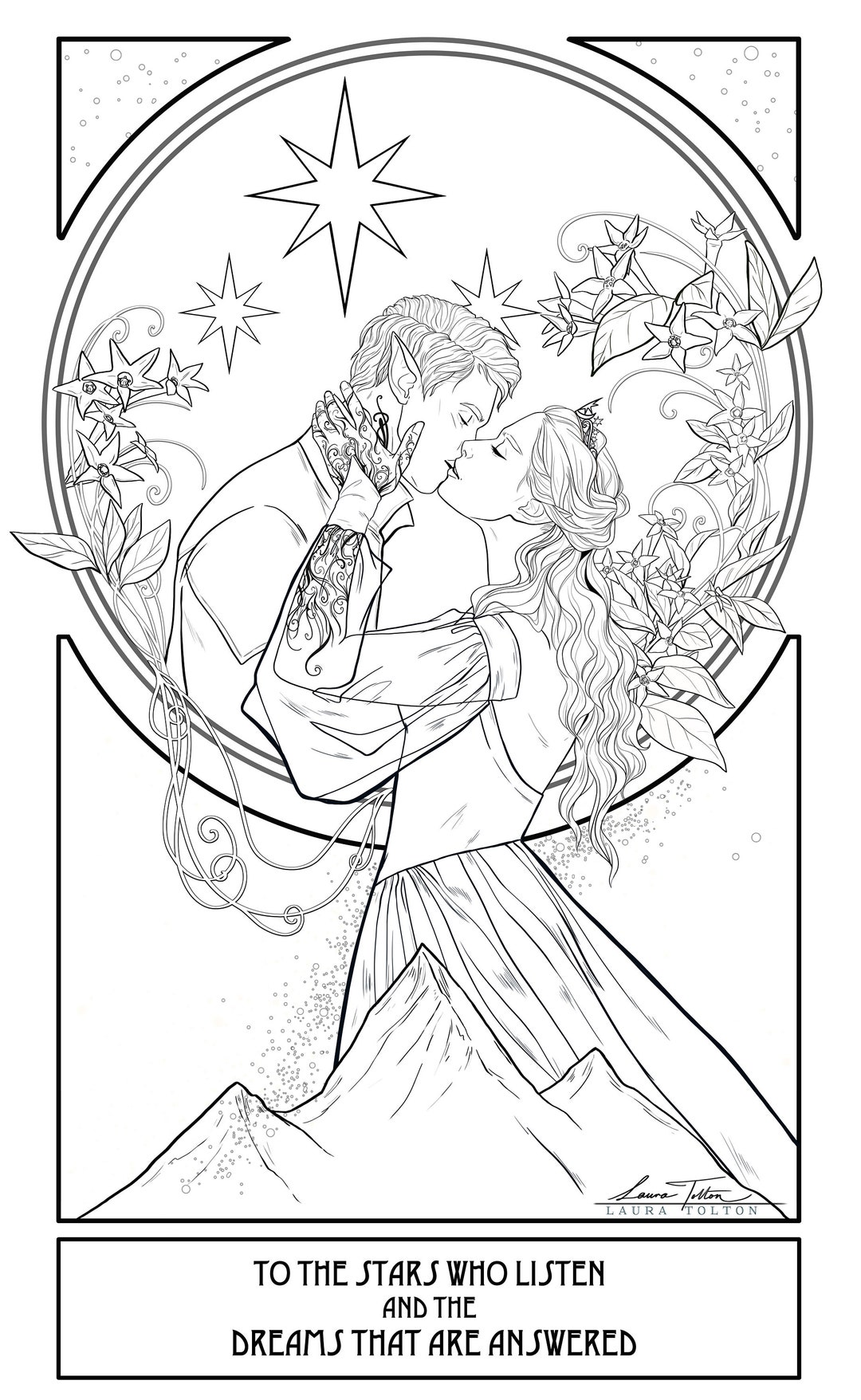 Acotar Rhys & Feyre Colouring Poster Page Digital Download - Etsy