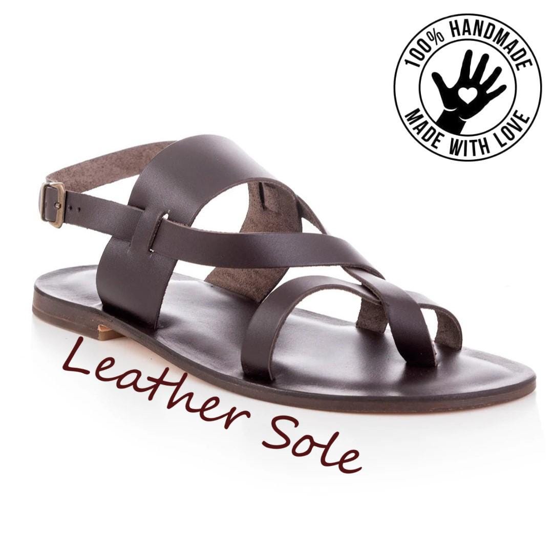 Handmade Leather Men Sandals, Brown Sandals, Greek Sandals, Leather ...