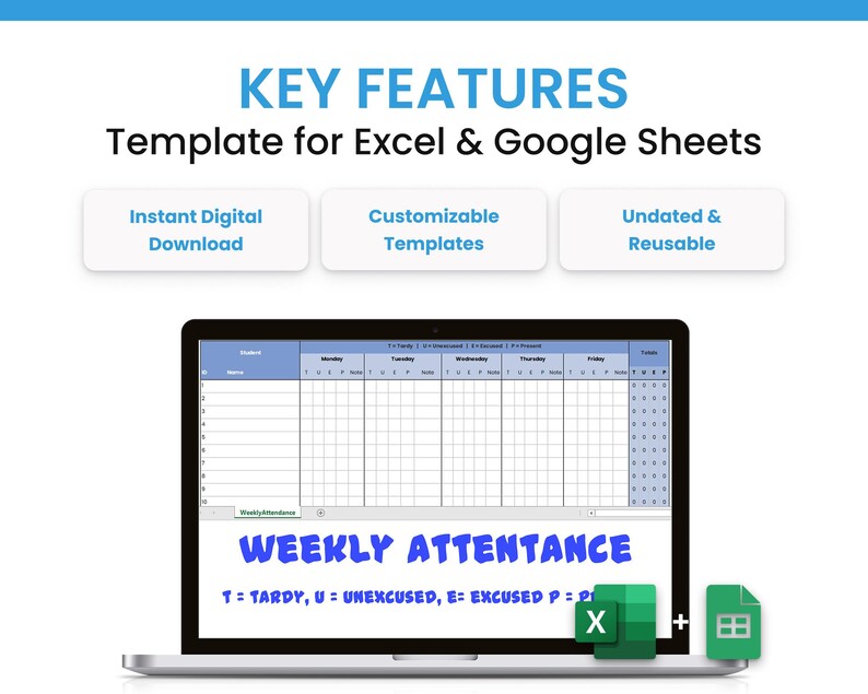 Attendance Tracker Sheet | Printable Log, Teacher Planner, Preschool ...