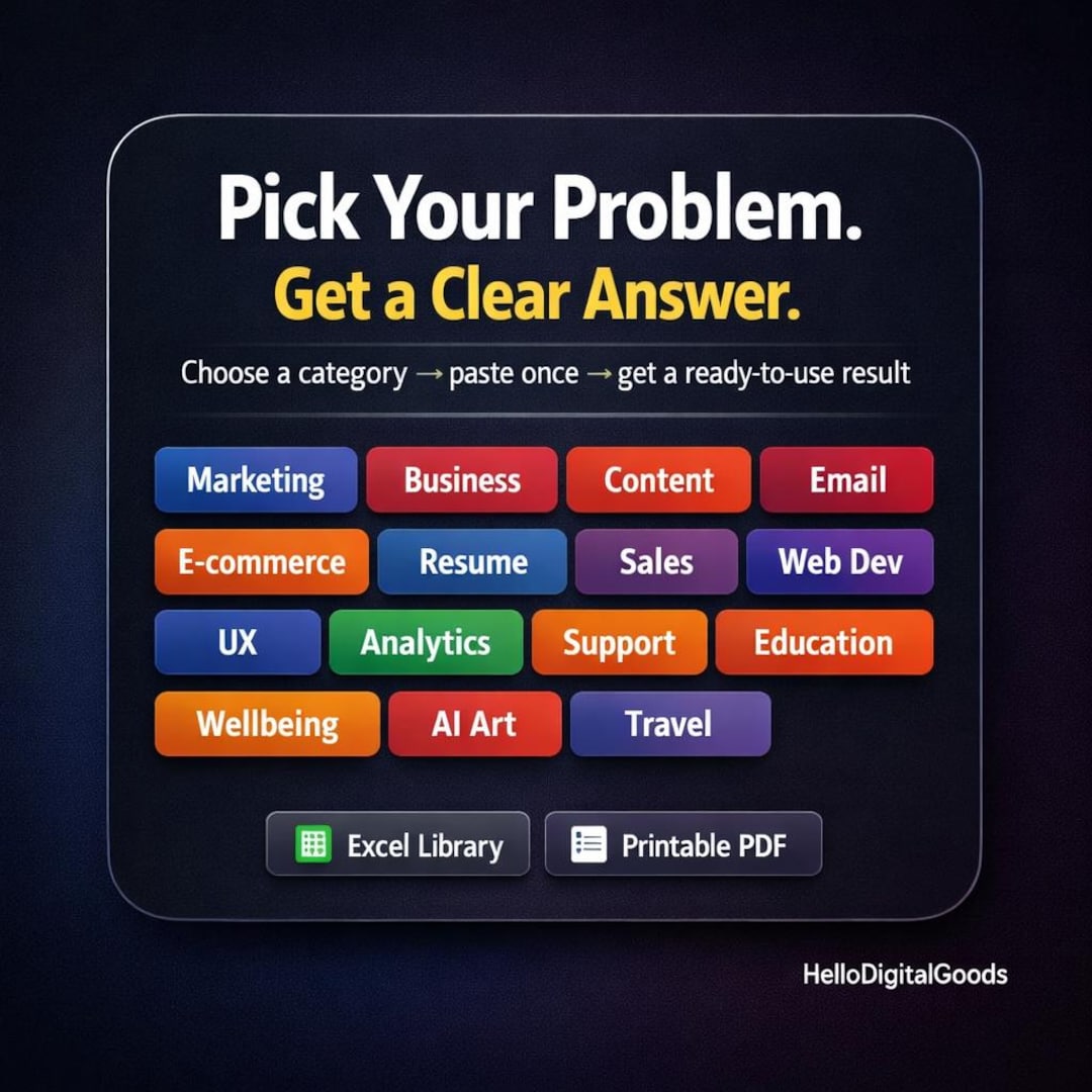 Ultimate Prompts Bundle | Excel Prompt Vault + PDF | Content Marketing ...