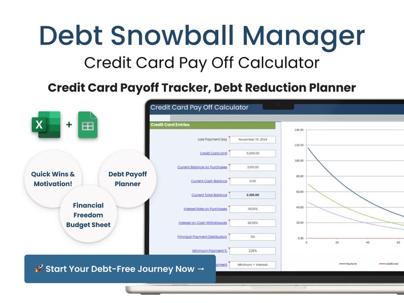 Debt Snowball Calculator Excel Template | Credit Card Payoff Tracker ...