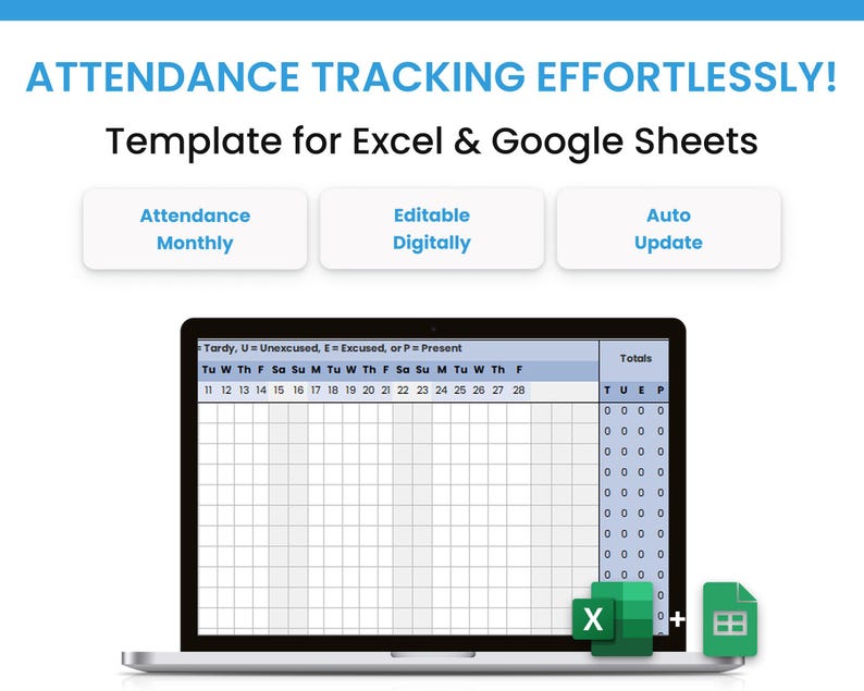 2025 Employee Attendance Tracker Excel & Google Sheets | Staff Schedule ...