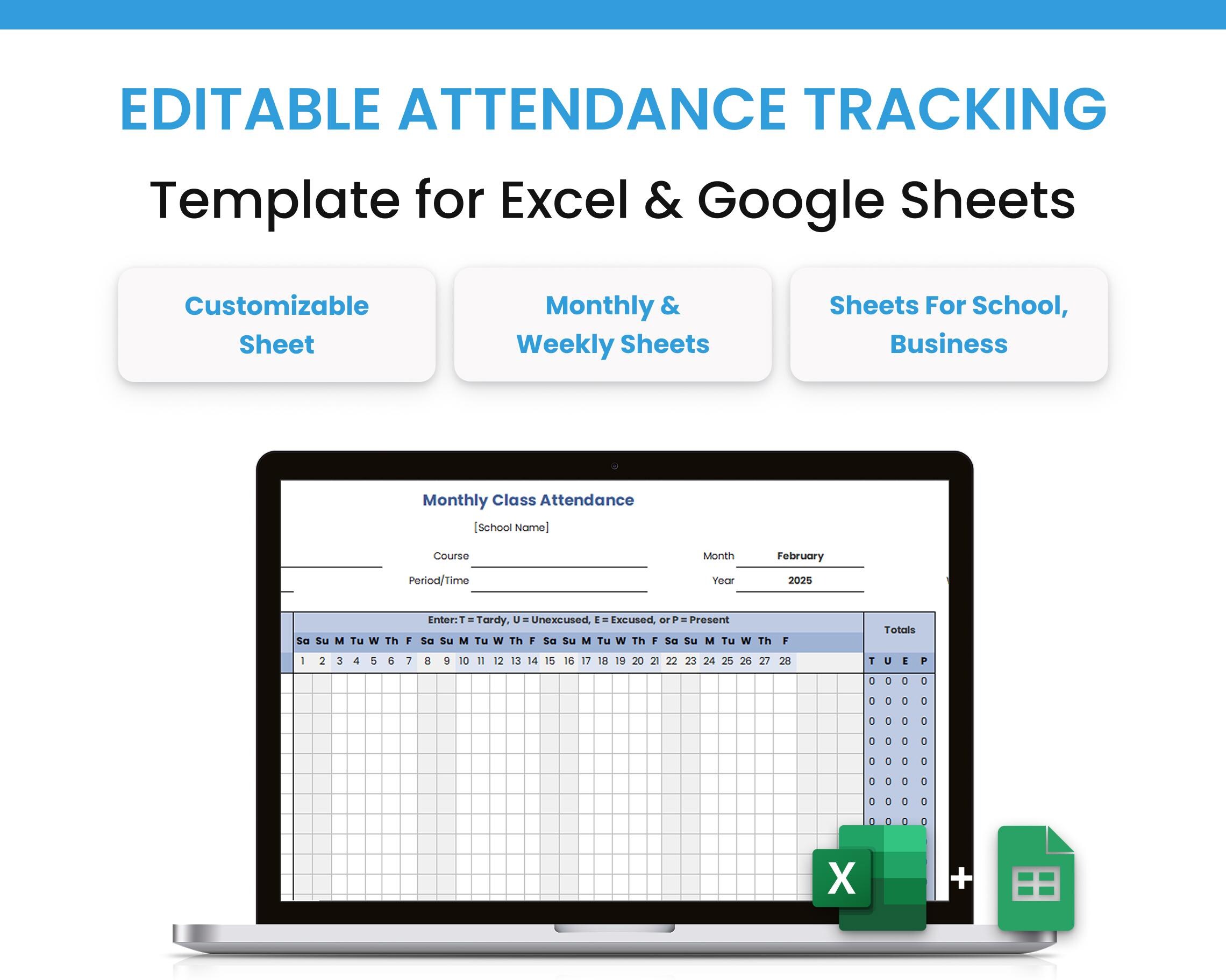 Attendance and Assignment Tracker Monthly Template | Customizable ...