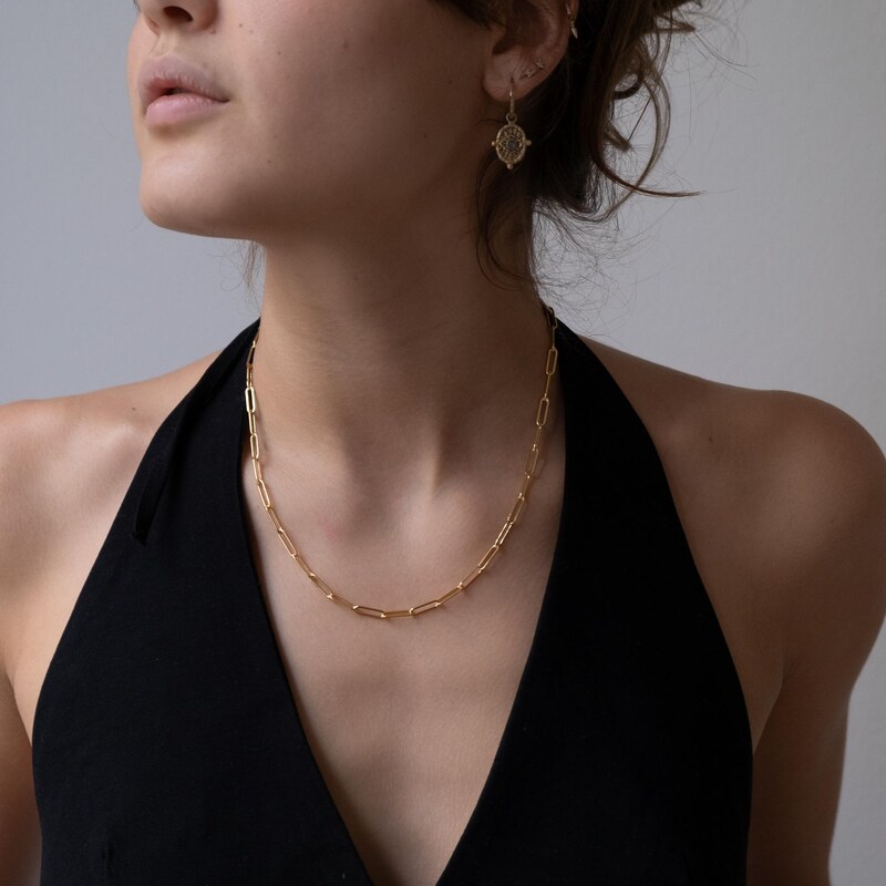Gold Paper Clip Necklace - Etsy