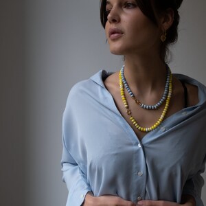 Blue Opal Gemstone Necklace, Candy Necklace, Hand Knotted Silk Cord ...