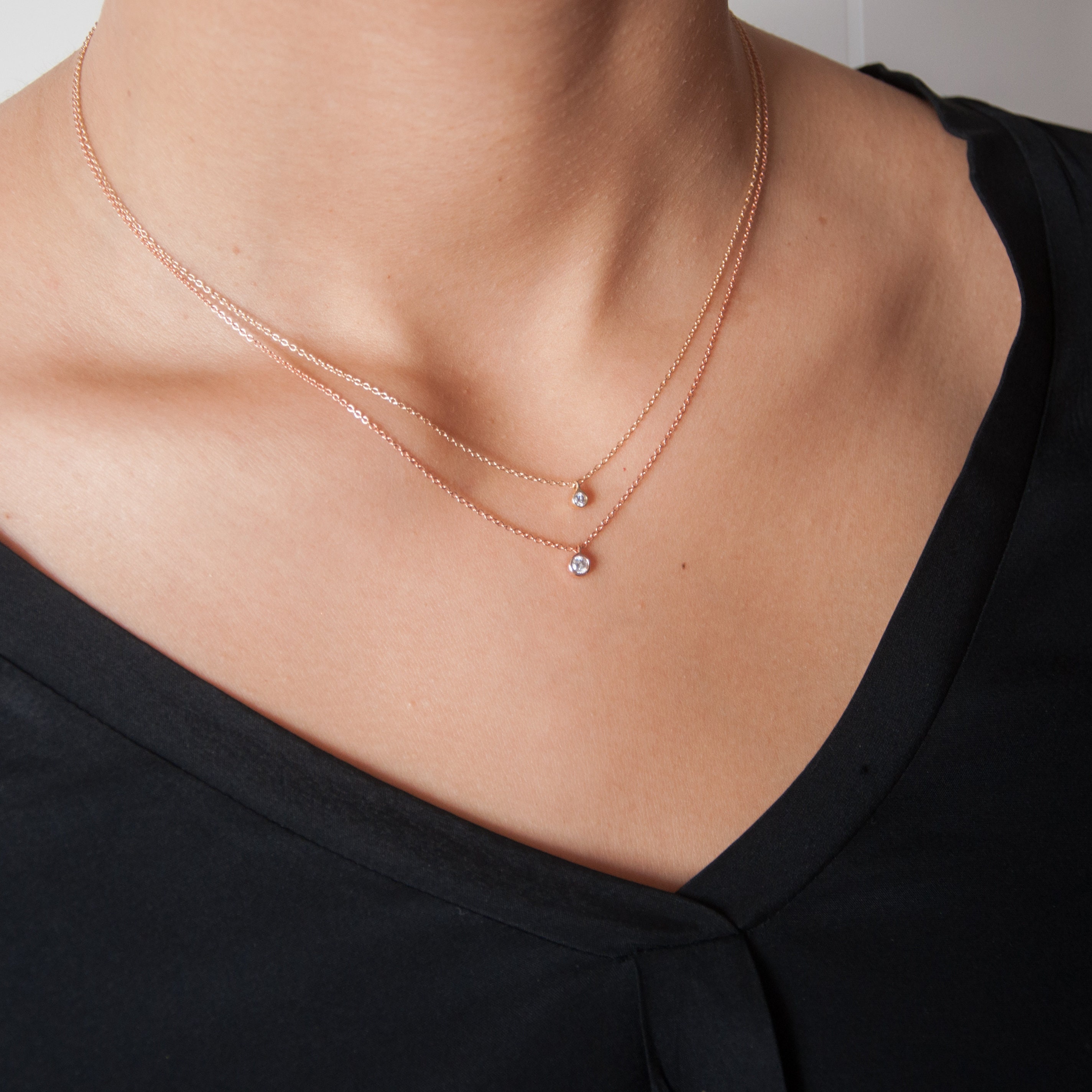 14k gold diamond solitaire necklace single diamond necklace | Etsy