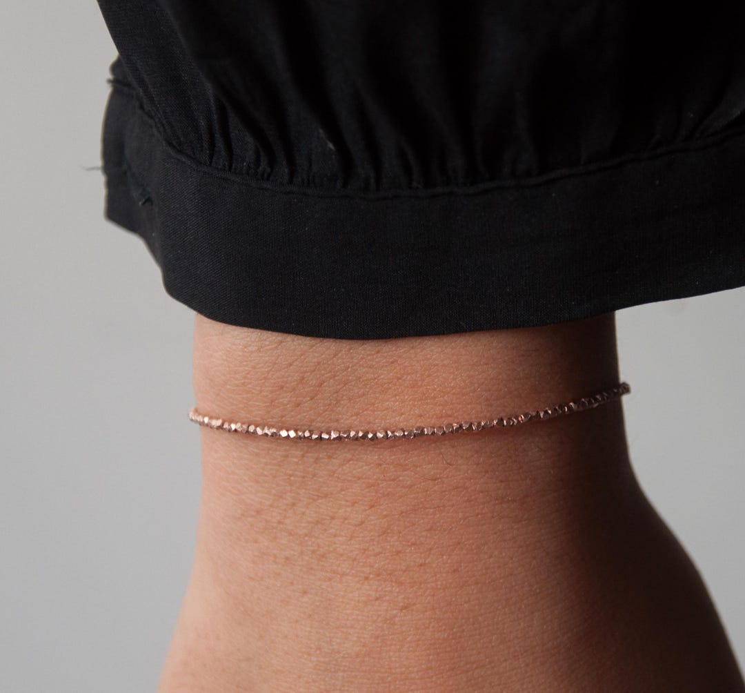 Rose Gold Beads Bracelet, Essential Gold Stacking Bracelet, Simple Bead ...