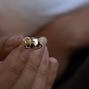 14k Solid Gold Scarab Ring, Scarab Beetle Ring, Egyptian Gold Ring ...