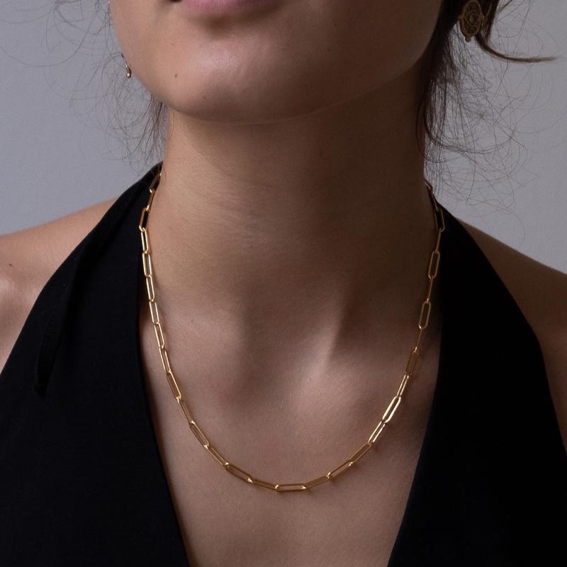 Gold Paper Clip Necklace - Etsy