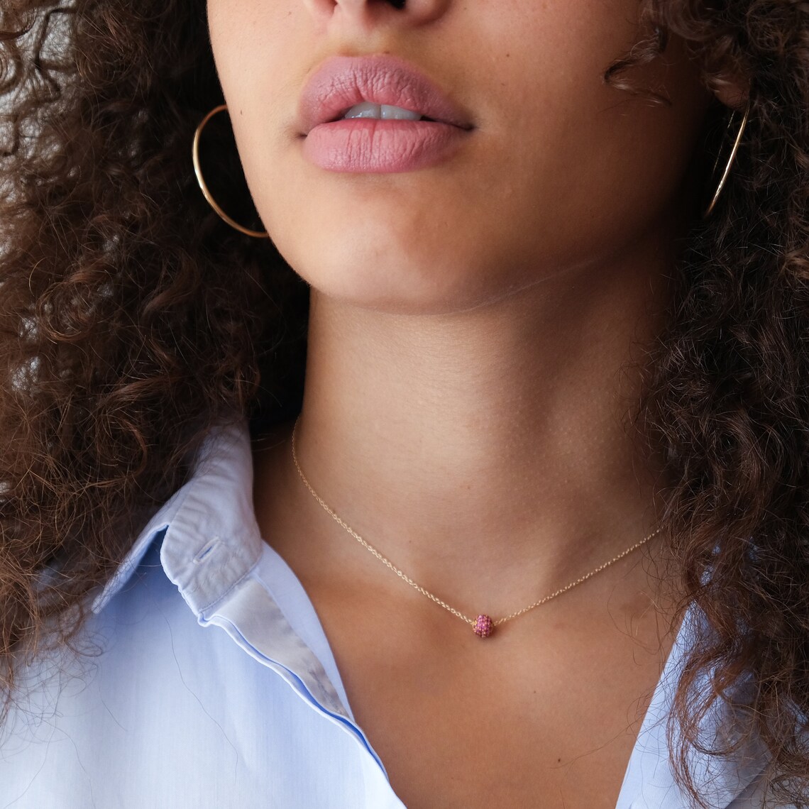 Ruby Ball Neckace in 14k Solid Gold Ruby Bead Necklace - Etsy