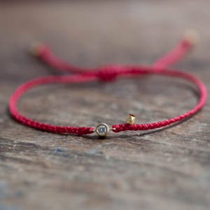 Red String Bracelet With Charm, 0.06 Ctw. Diamond Braided Bracelet in ...