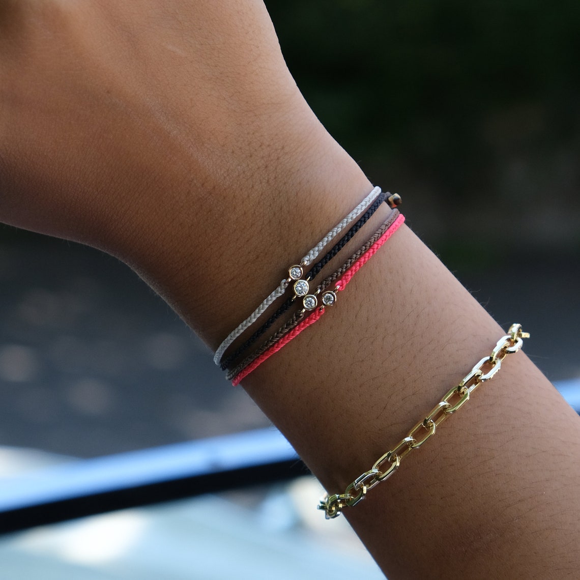 14k Gold Diamond Friendship Bracelet Gift for Her Bezel | Etsy