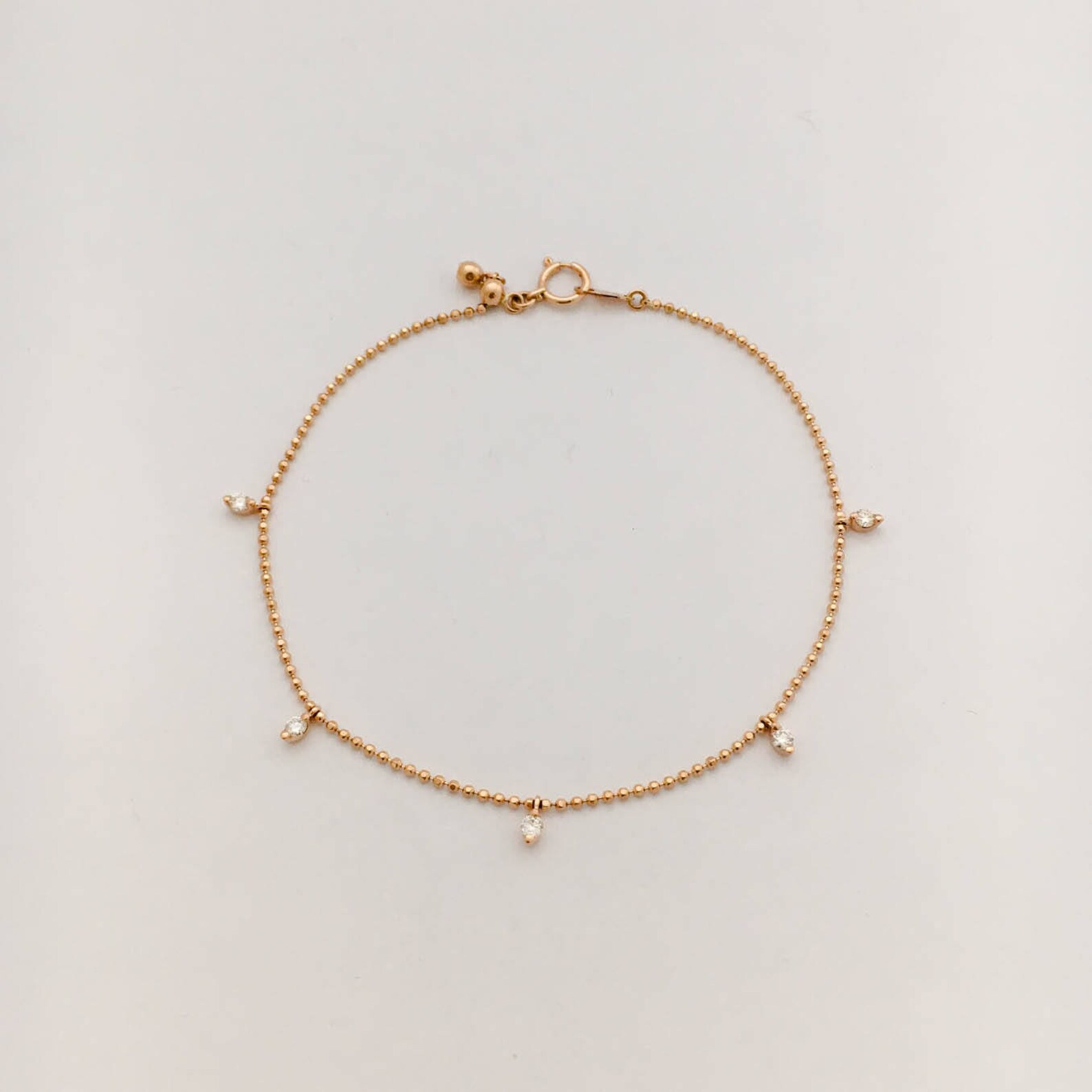 Delicate Diamond Bracelet With Gold Chain 18k Solid Gold - Etsy