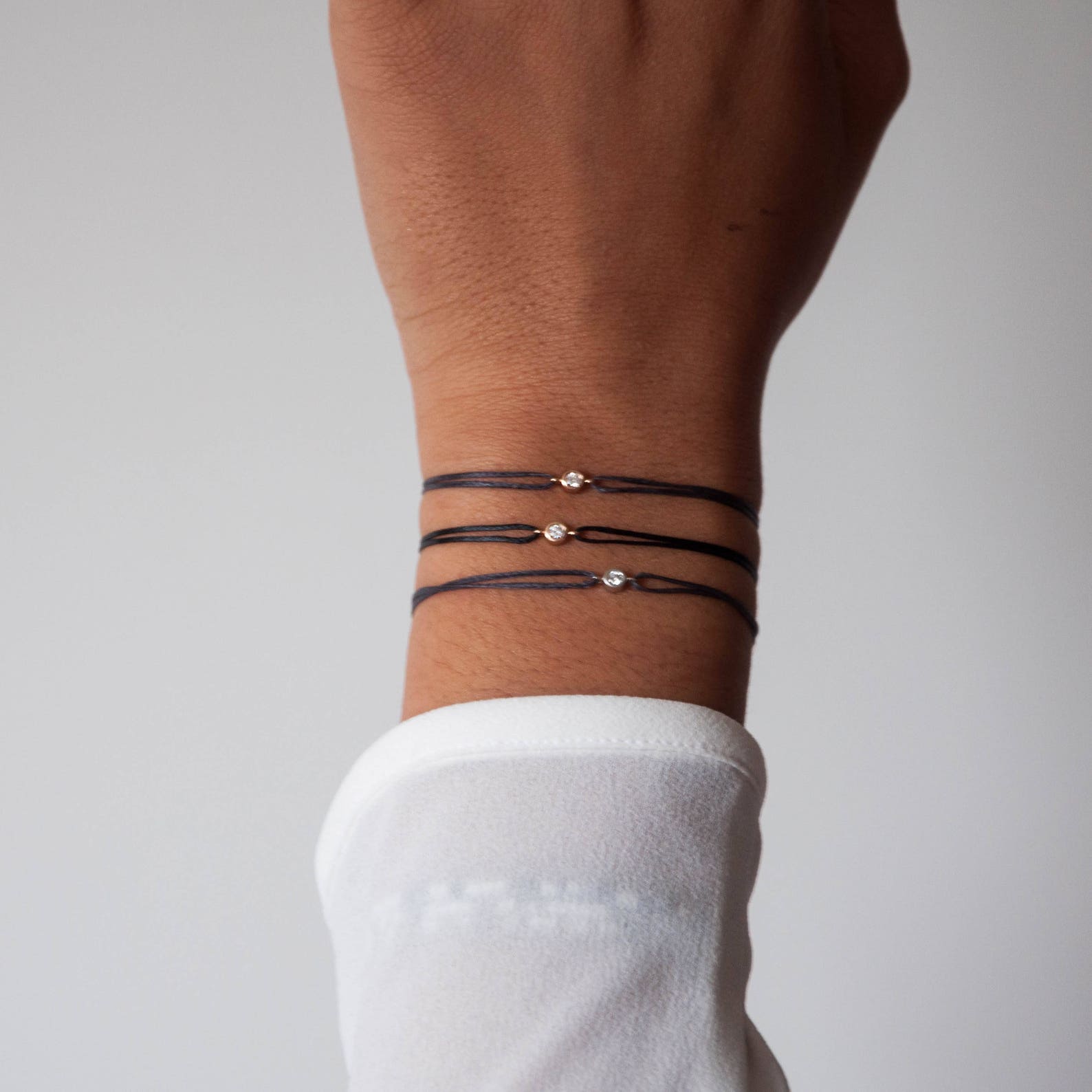 Diamond Solitaire Bracelet Cord Bracelet Diamond Friendship | Etsy