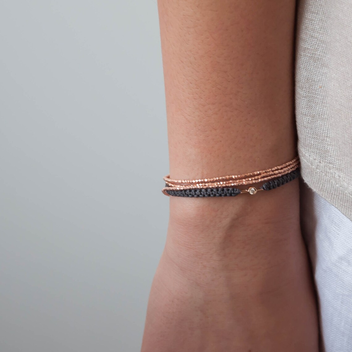 Rose Gold Beaded Bracelet Beaded Wrap Bracelet Tiny Bead - Etsy