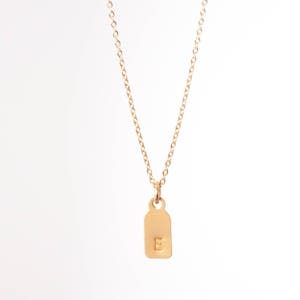 Tiny Initial Necklace in 14k Solid Gold, Personalized Tag Necklaces ...