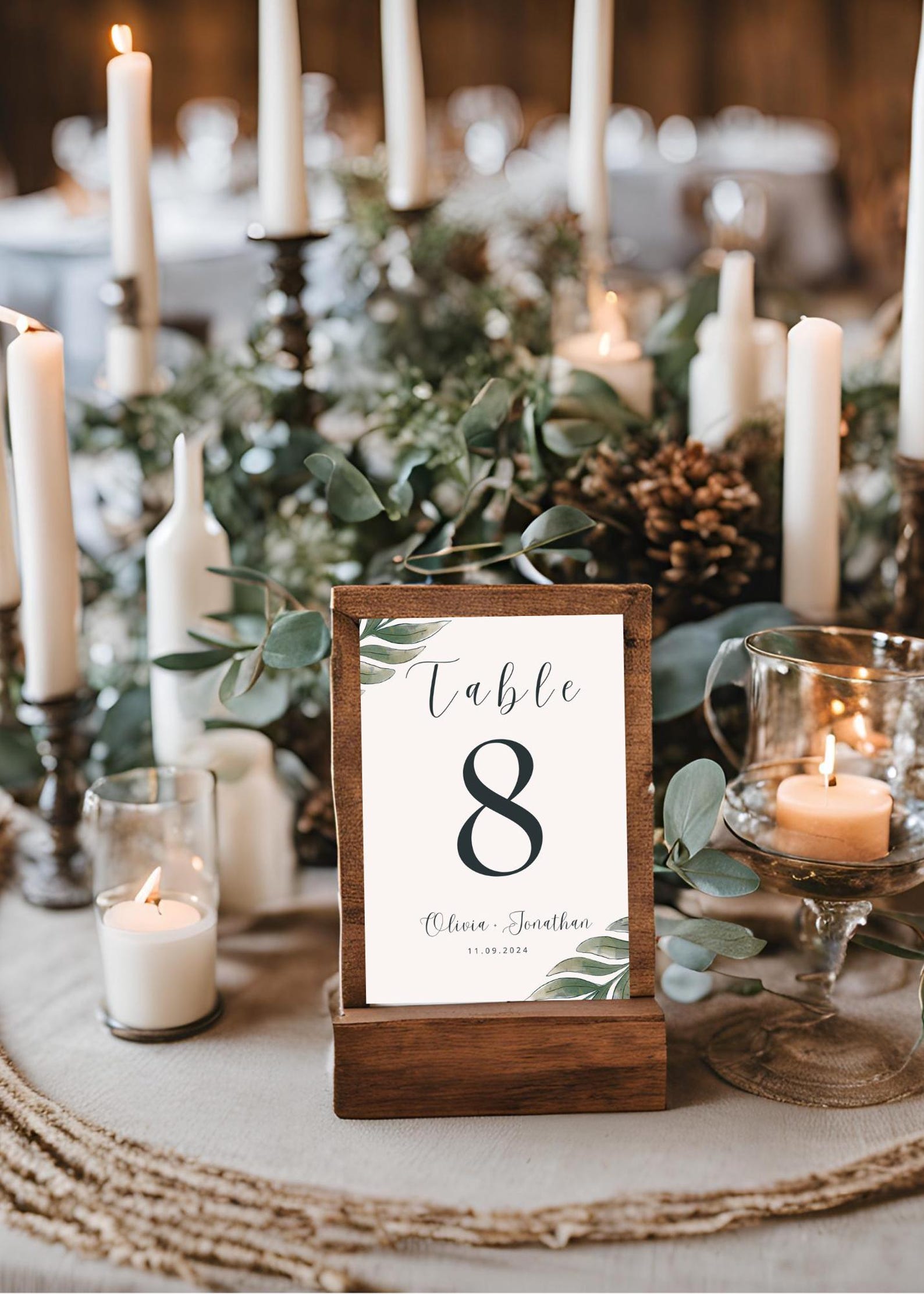 Modern Classy Table Number With a Touch of Greenery, 5x7, Wedding Table ...