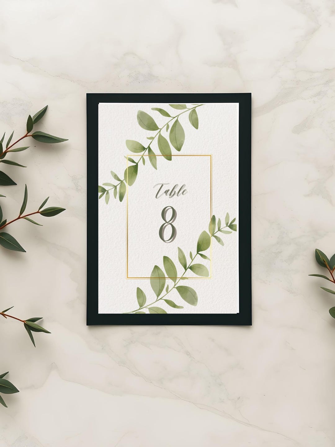 Modern Elegant, EDITABLE Wedding Table Number With Greenery, 5x7" - Etsy
