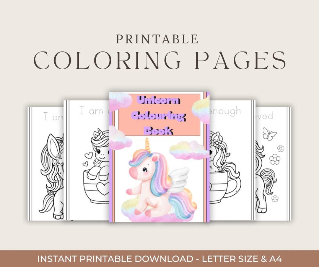 Unicorn Affirmation Coloring Book - Etsy