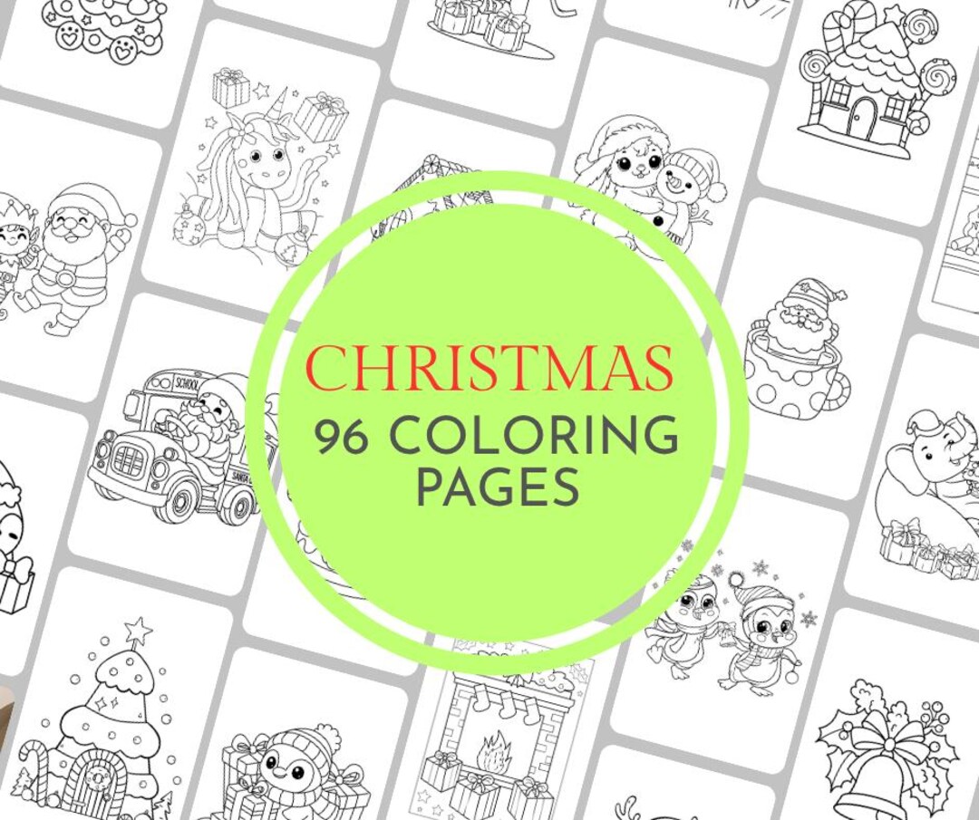 96 Christmas Coloring Pages | A4 Printable Coloring Book PDF | Festive ...