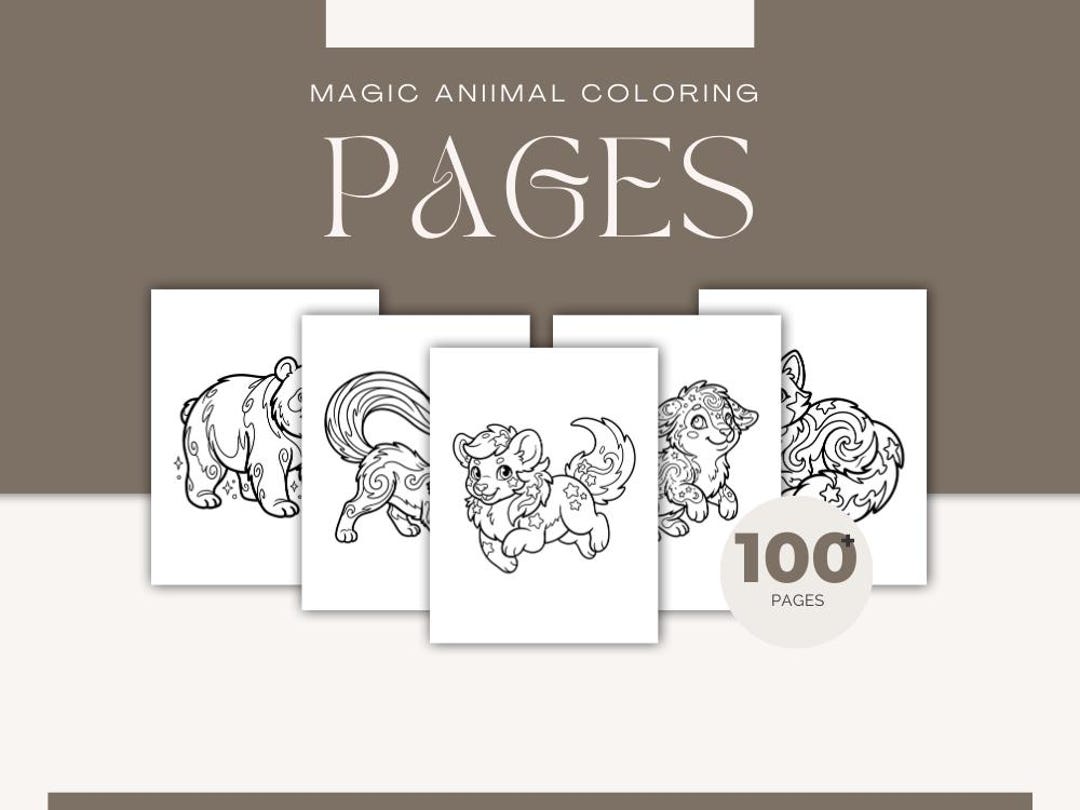Magical Animals Coloring Book – 100 Pages Printable Fantasy Creatures ...
