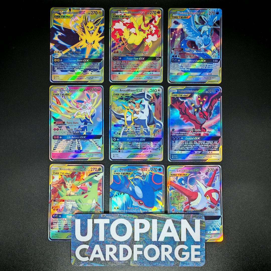 Legendary Eeveelutions Tag Team Gxs 9 Cards Bundle Custom Art ...