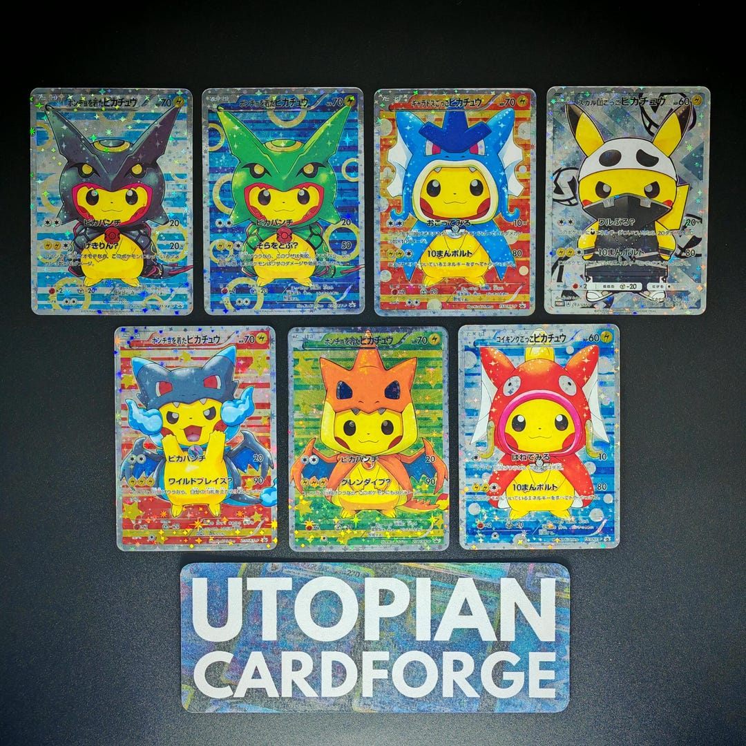 Poncho-wearing Pikachu 7 Cards Bundle Handmade Proxy/orica Inspired by ...