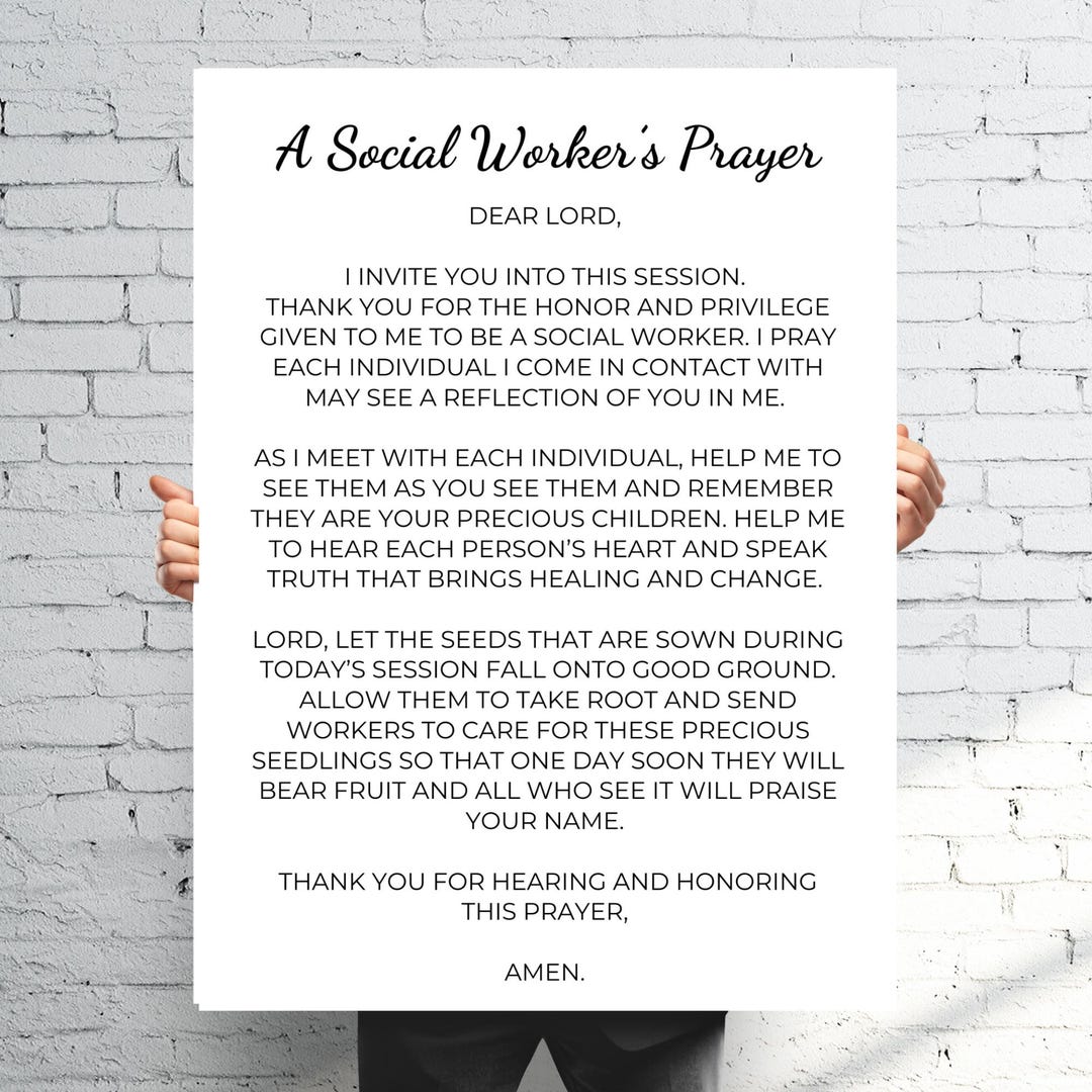Social Worker Prayer Printable Christian Office Decor for Therapists ...