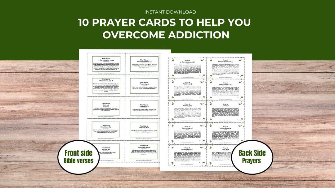 Addiction Prayer Cards 10 Bible Verse Prayer Cards Christian Recovery ...