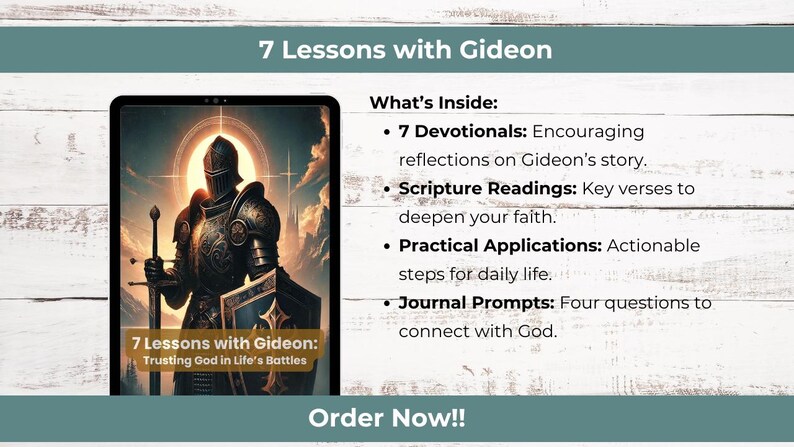 7 Lessons With Gideon Trusting God in Life’s Battles Christian Devotional Journal Faith-based ...