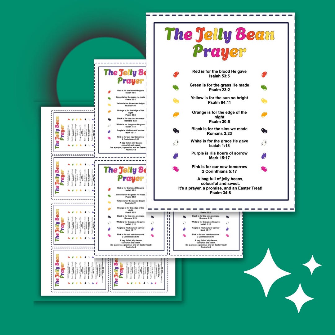 The Jelly Bean Prayer Christian Easter Printable for Kids Faith Based ...