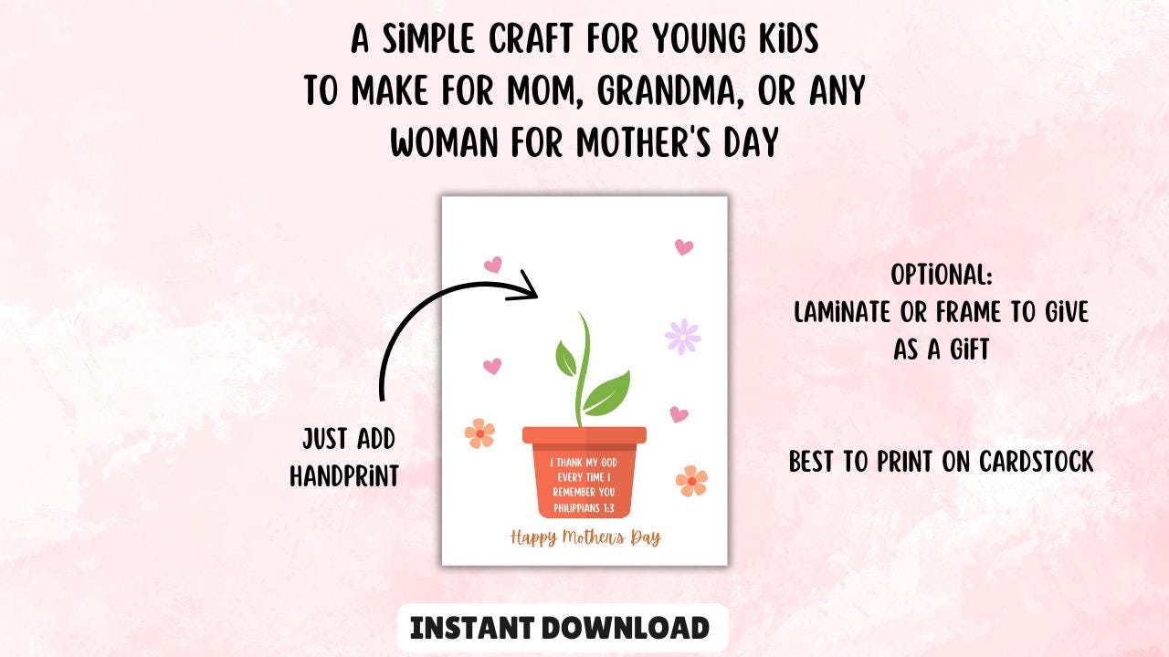 Mother’s Day Handprint Craft Printable Kids Gift DIY Keepsake for Mom ...