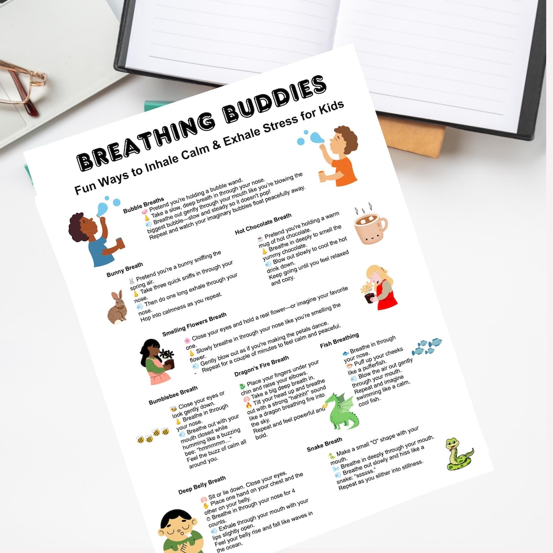 Breathing Buddies Printable for Kids Fun Ways to Inhale Calm & Exhale ...