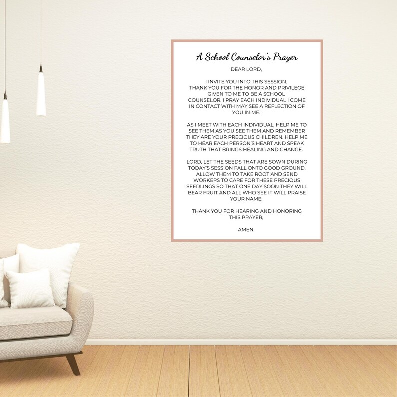 School Counselor Prayer Printable Christian Wall Art Therapy Office ...