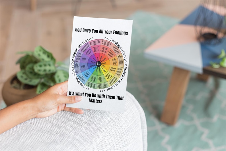 Christian Feelings Wheel Poster Bible Based Emotion Chart Faith Therapy ...