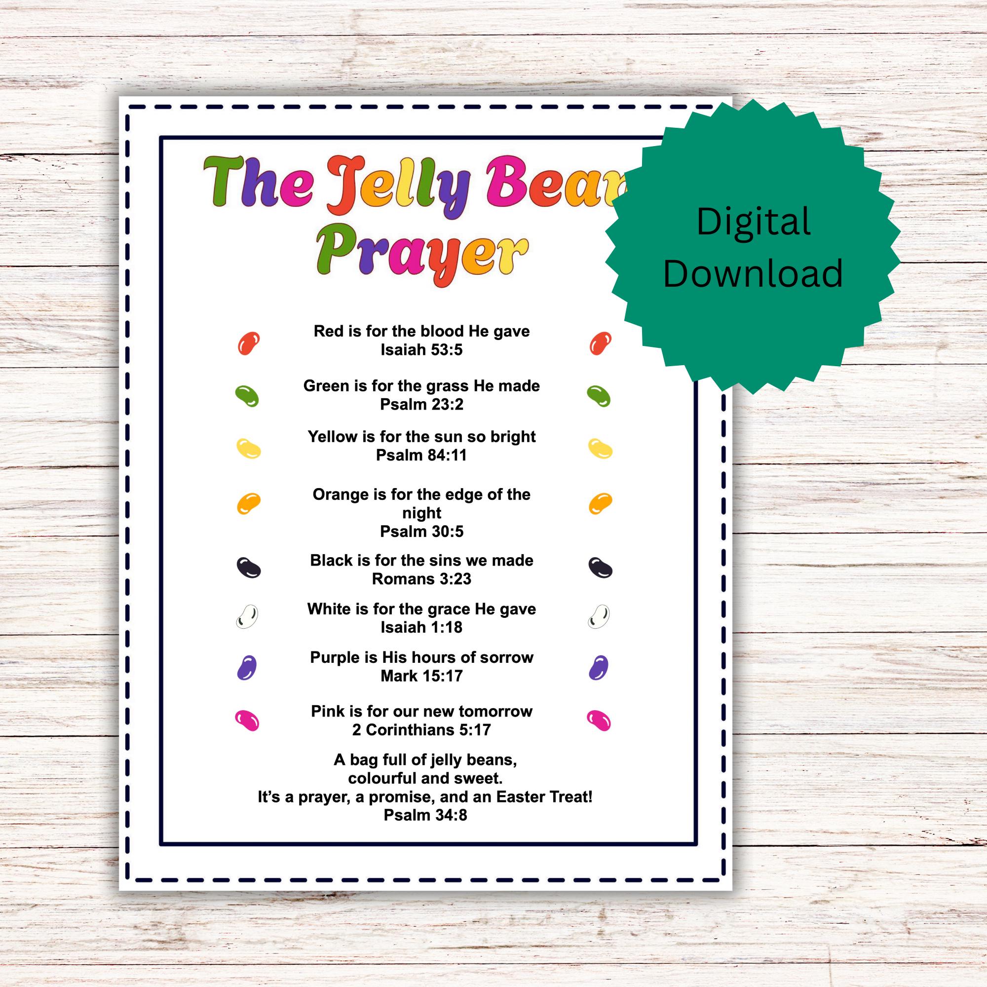 The Jelly Bean Prayer Christian Easter Printable for Kids Faith Based ...