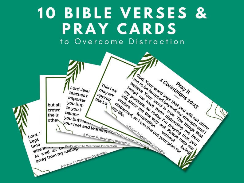 10 Bible Verse Prayer Cards to Overcome Distraction & Improve Focus ...