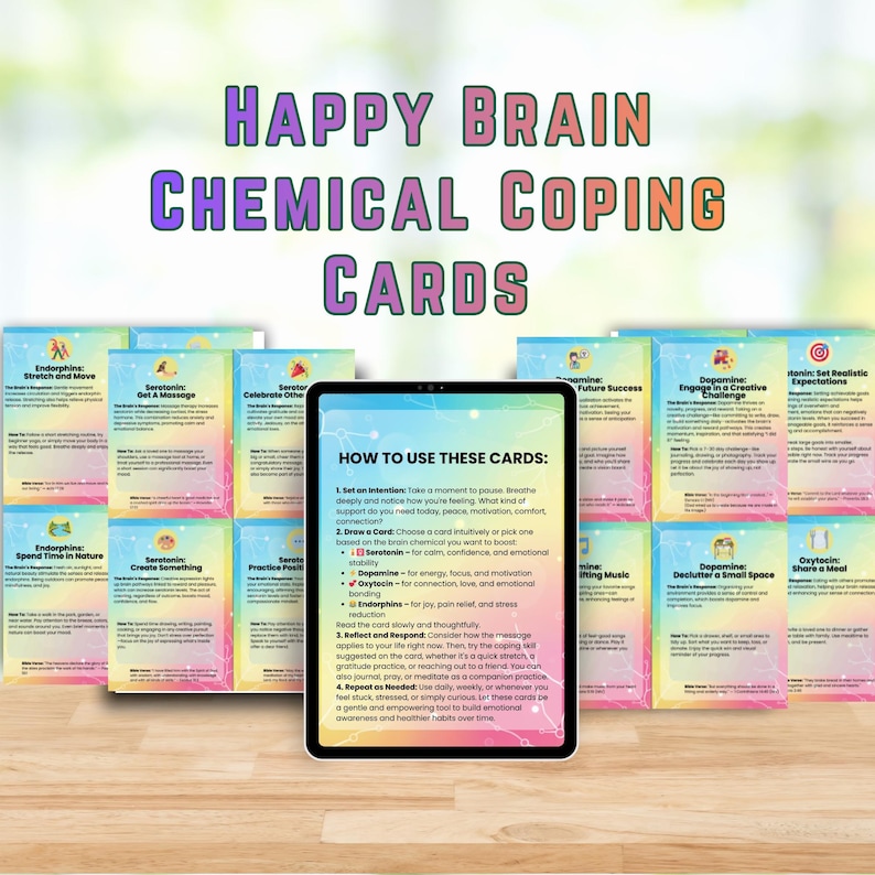 Happy Brain Chemical Coping Cards Christian Mental Health Printable ...