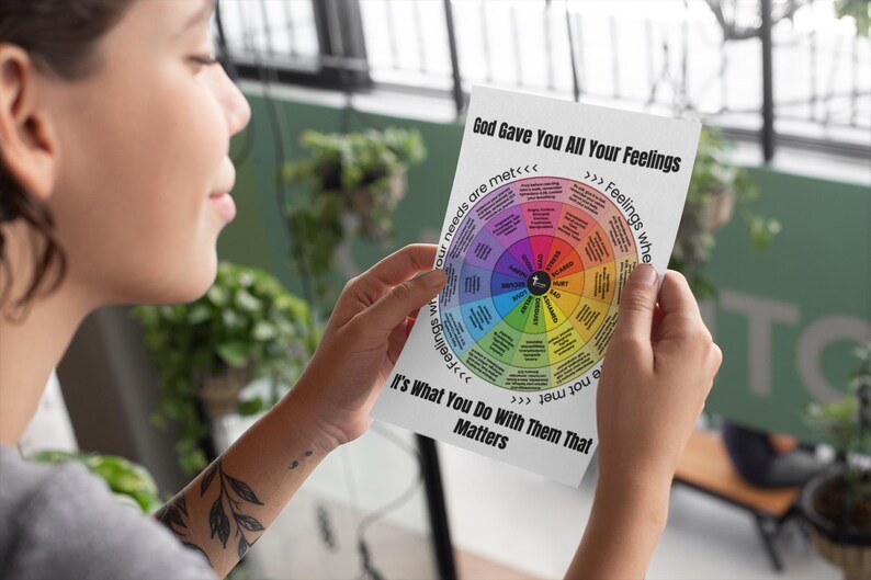 Christian Feelings Wheel Poster Bible Based Emotion Chart Faith Therapy ...