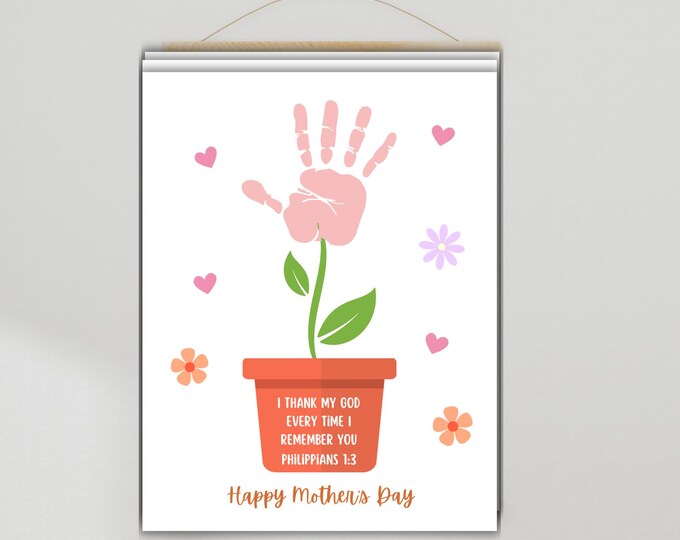 Handprint Flower Mothers Day Craft, DIY Preschool Toddler Craft ...