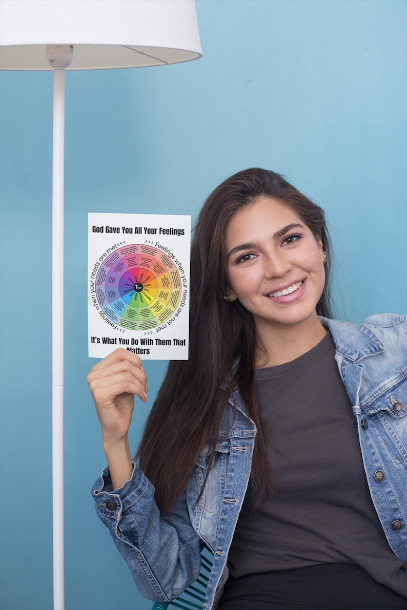 Christian Feelings Wheel Poster Bible Based Emotion Chart Faith Therapy ...