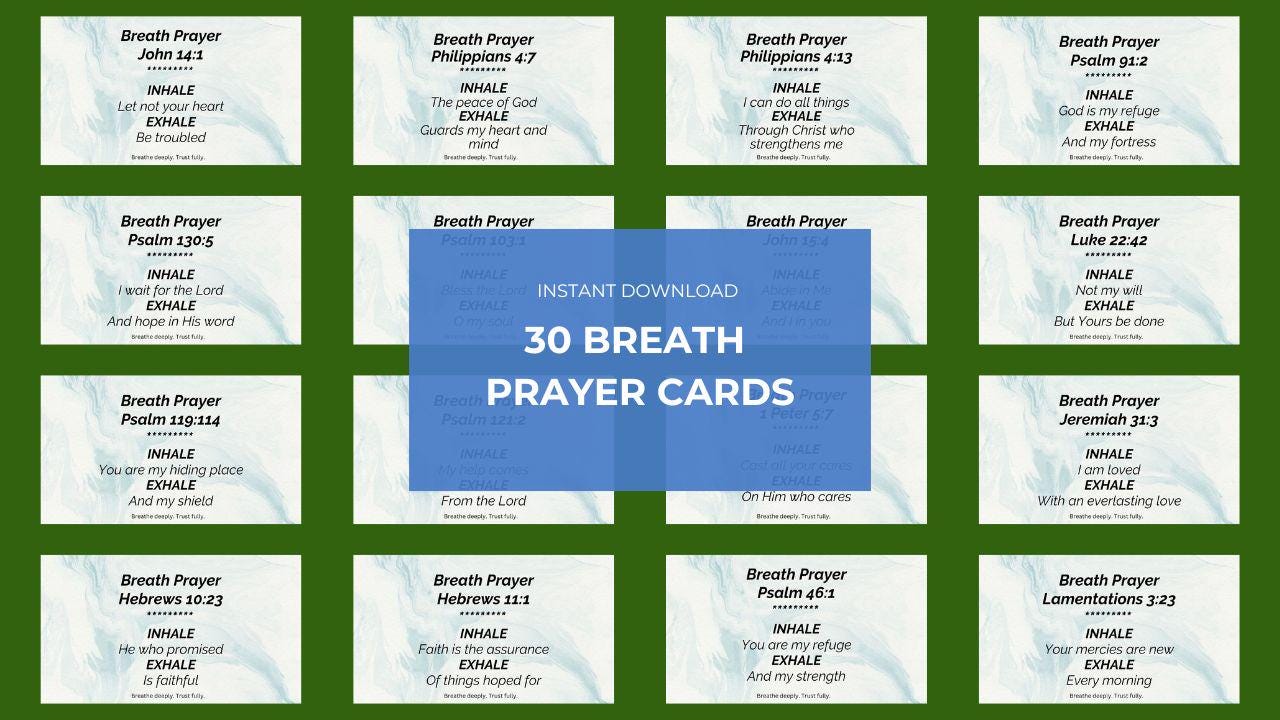 30 Breath Prayer Cards Christian Meditation Printable Scripture-based ...